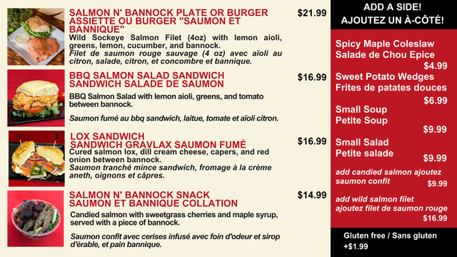 Red salmon menu store